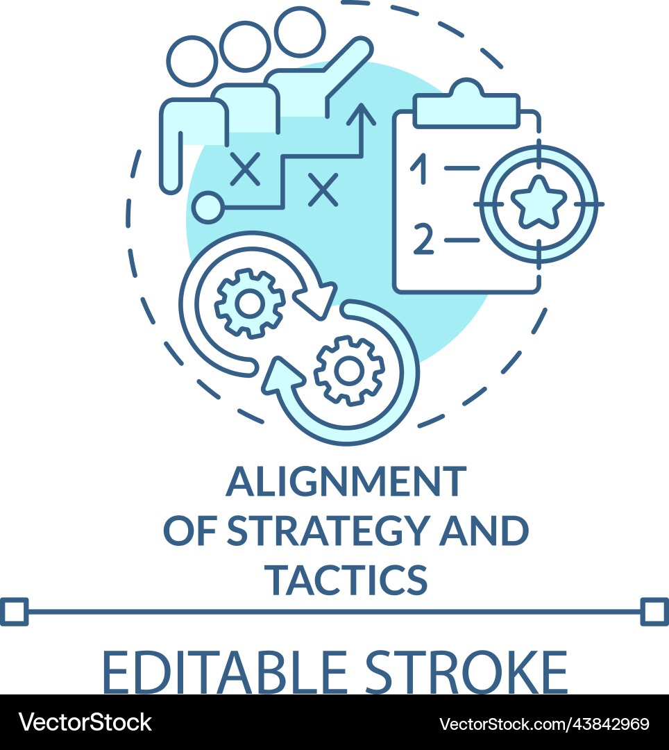 Alignment of strategy and tactics turquoise Vector Image