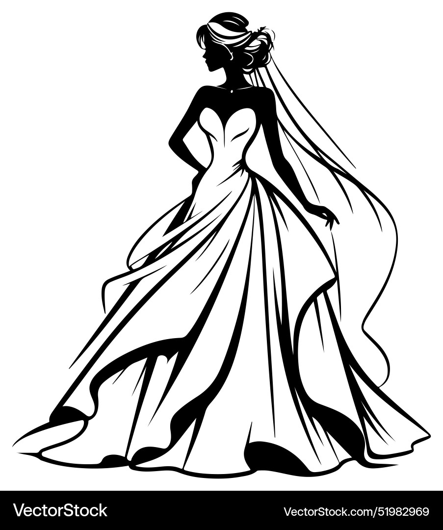 Beautiful bride girl wedding silhouette design Vector Image
