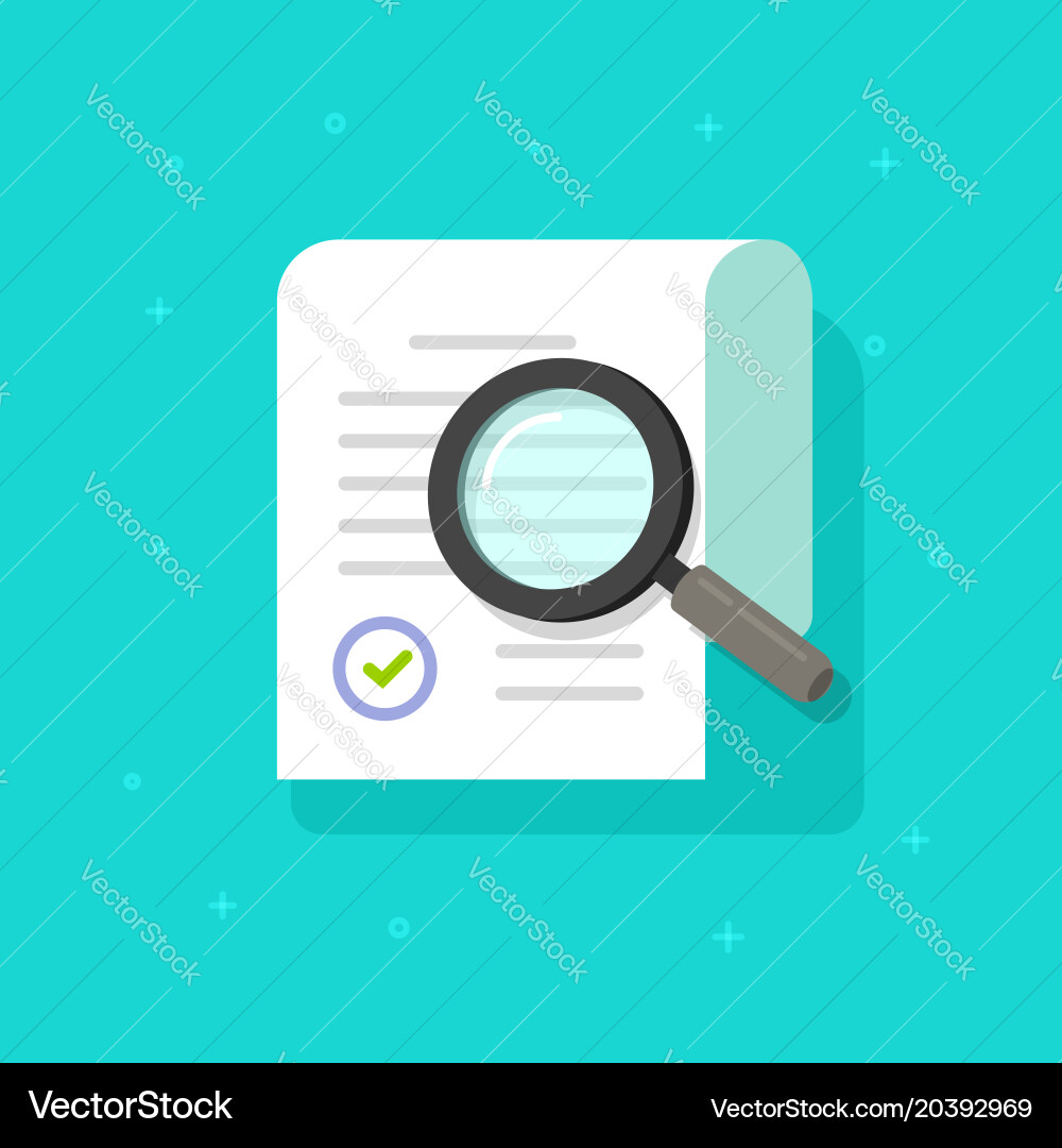 Document research flat Royalty Free Vector Image
