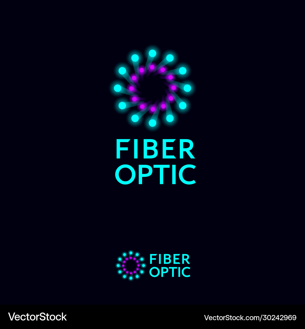 Fiber optic optical cable logo connect Royalty Free Vector