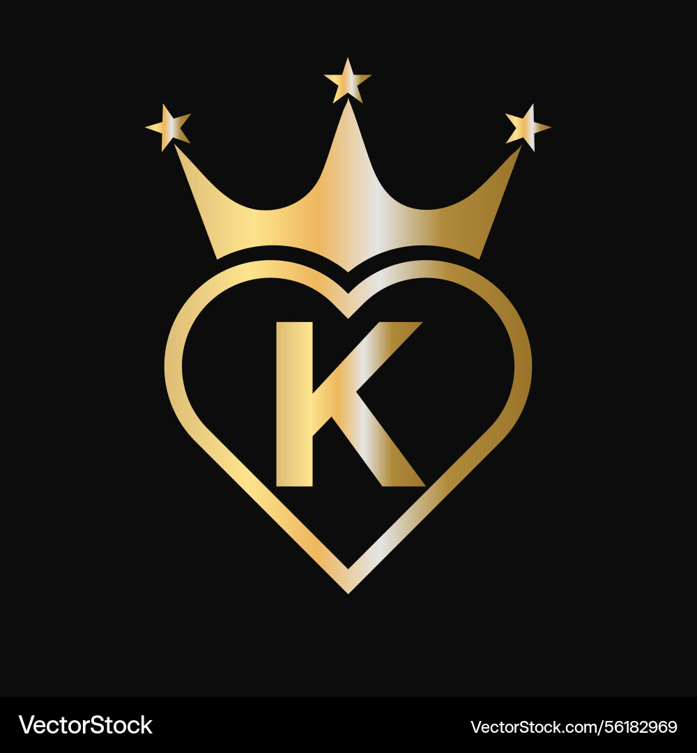 Initial letter k crown logo concept with heart Vector Image