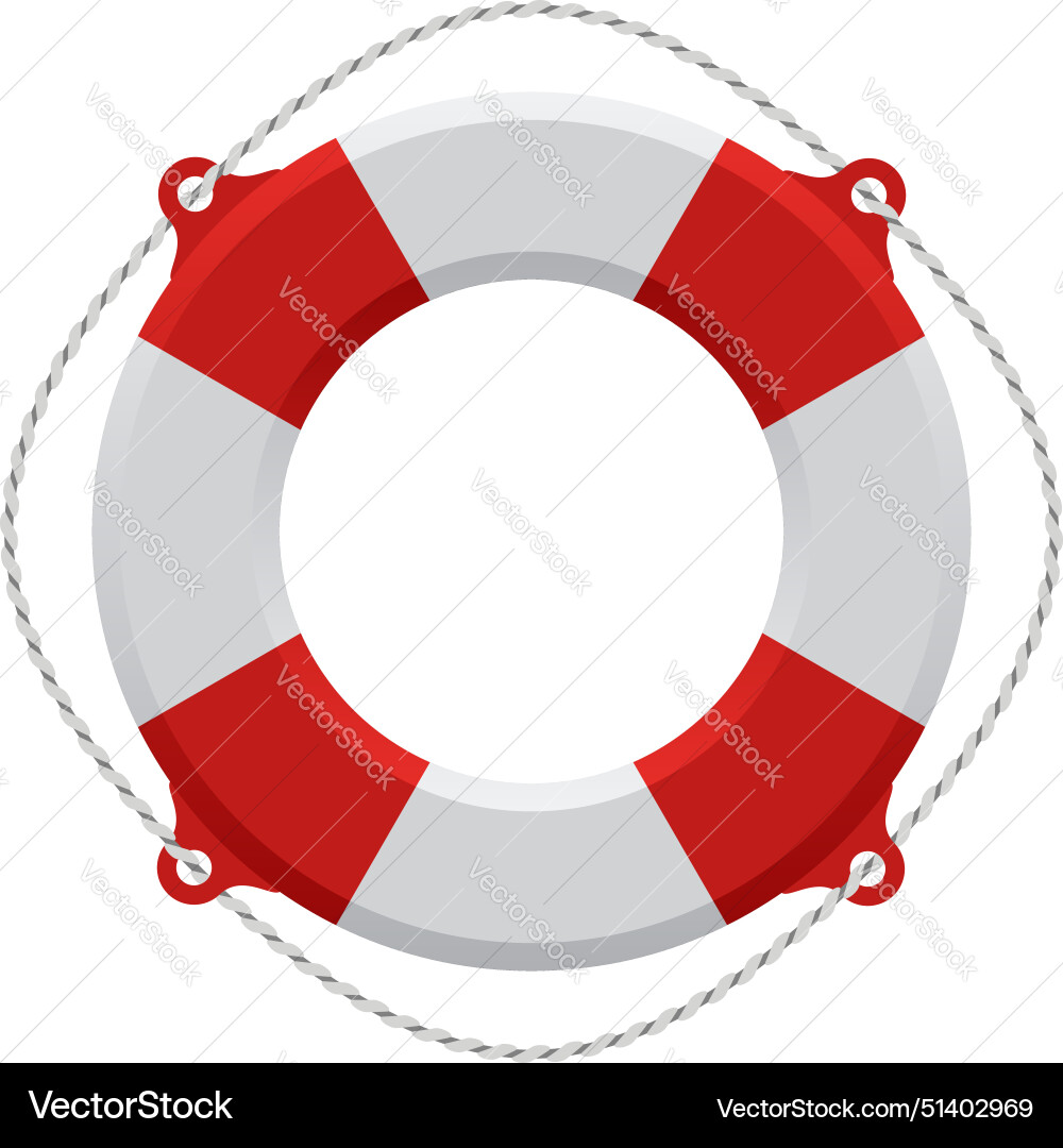 Lifebuoy life ring with rope Royalty Free Vector Image