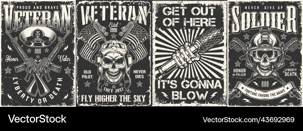 Military Vintage Set - Combat Flyers Royalty Free Vector
