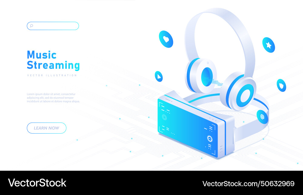 Music streaming white poster Royalty Free Vector Image