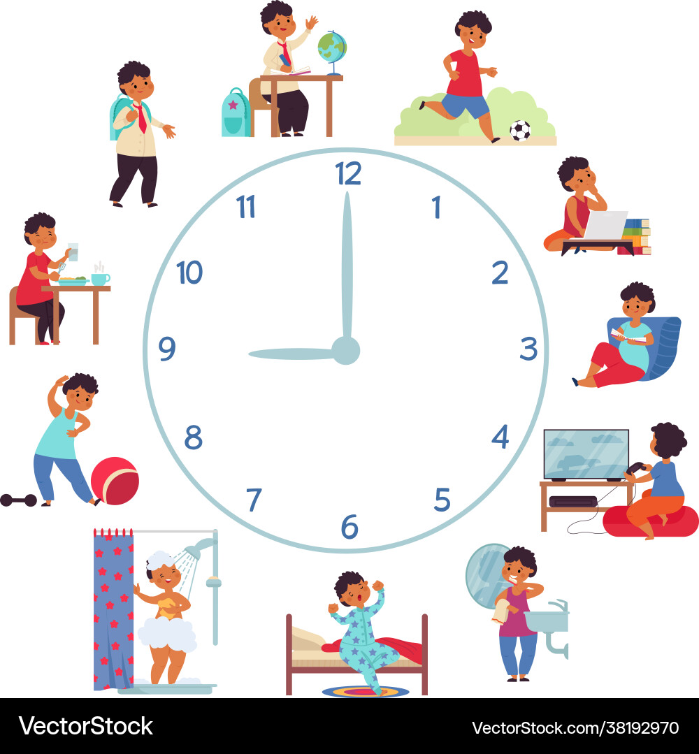 Boy daily schedule activity young children Vector Image