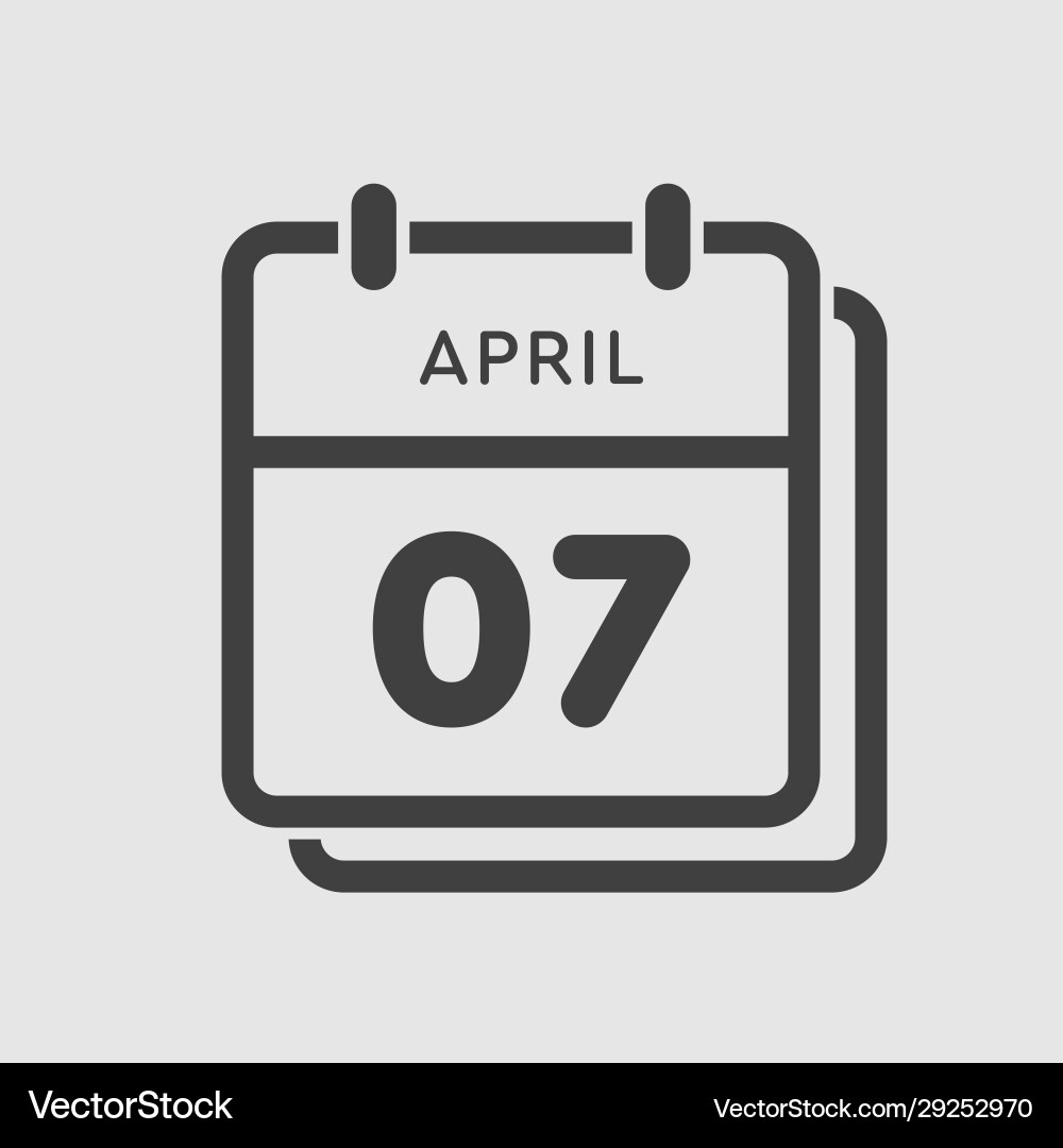 Calendar day 7 april days year Royalty Free Vector Image