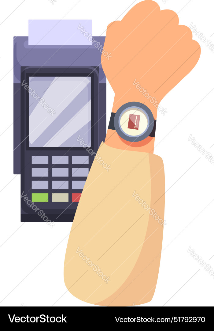 Customer paying using smartwatch for nfc payment Vector Image