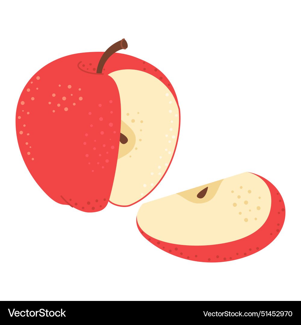 Cut apple with wedge cartoon trendy flat Vector Image