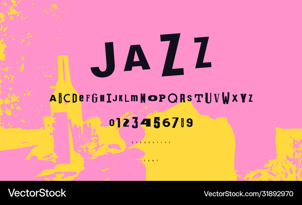 Decorative font in zine style Royalty Free Vector Image