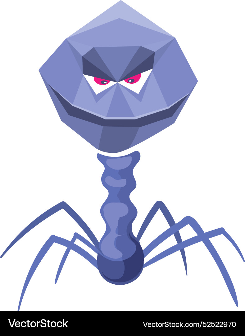 Evil microorganism blue angry monster cartoon Vector Image