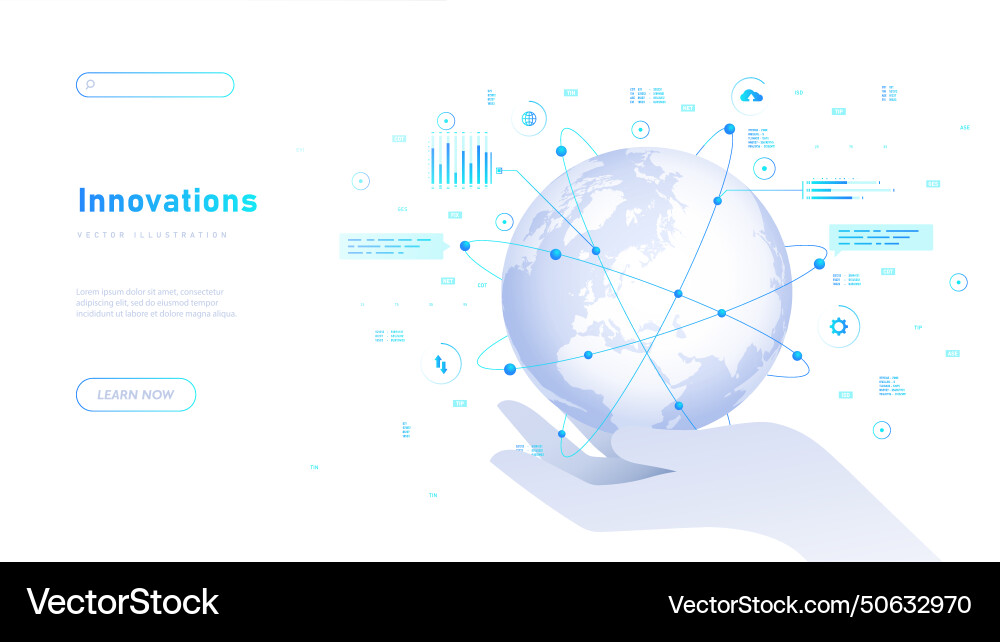 Global innovations white poster Royalty Free Vector Image