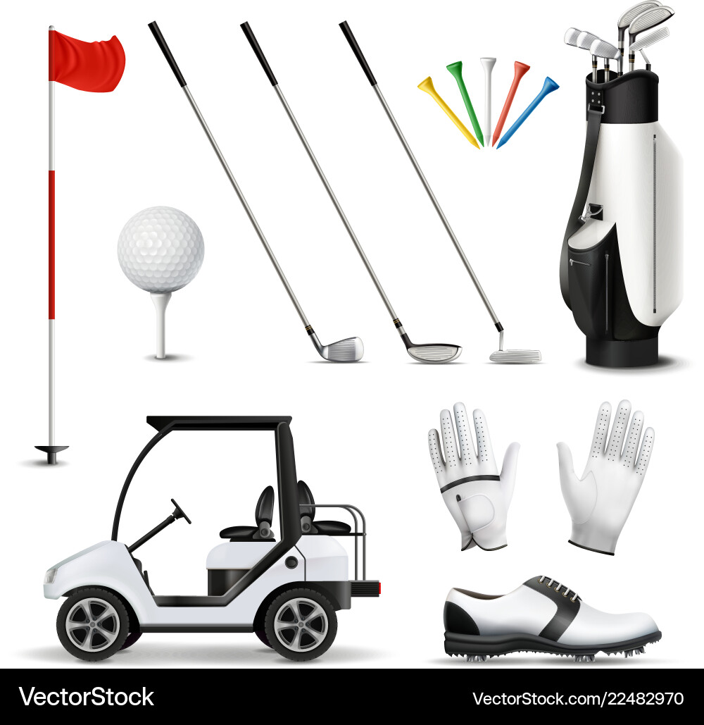 Golf realistic set Royalty Free Vector Image - VectorStock