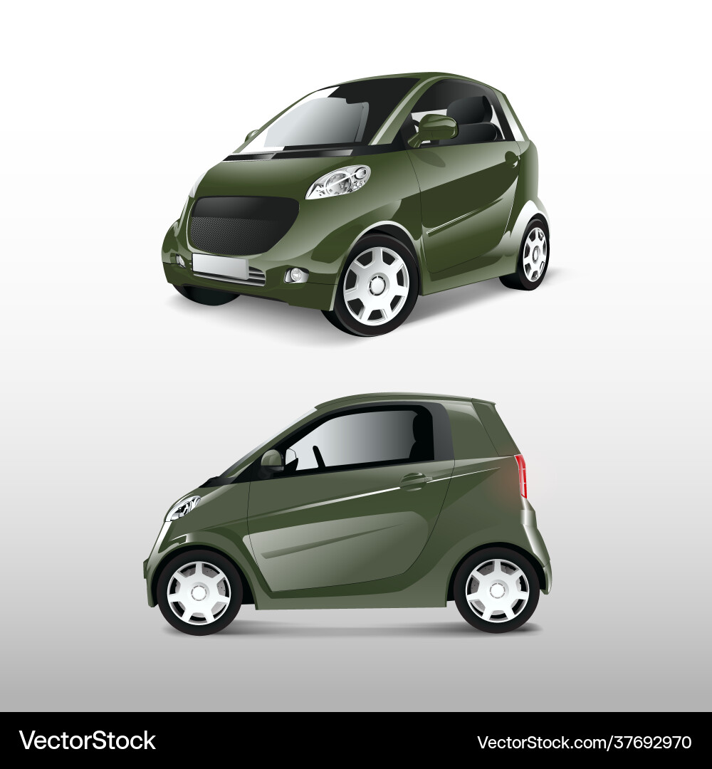 Green compact hybrid car Royalty Free Vector Image