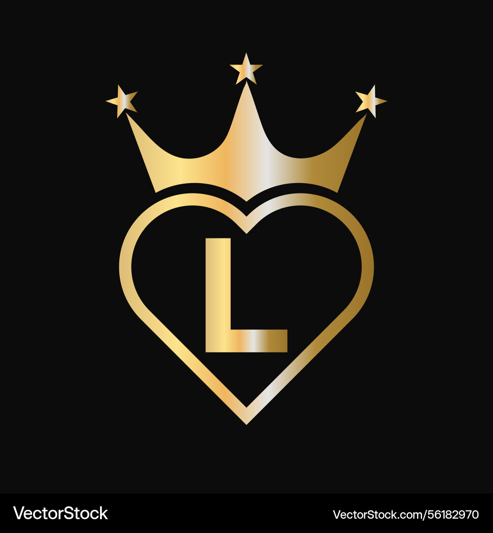 Initial letter l crown logo concept with heart Vector Image