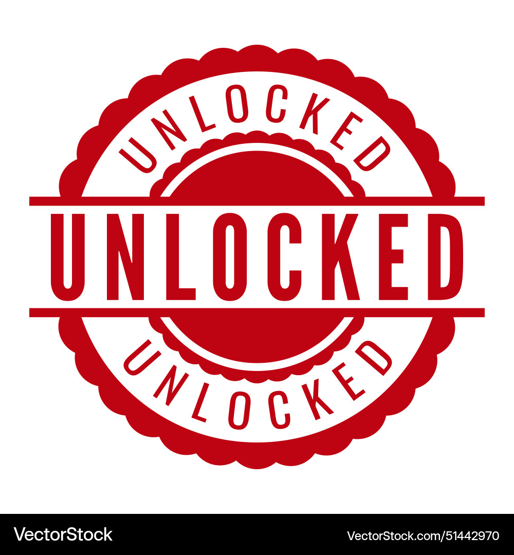 Red unlocked rubber stamp Royalty Free Vector Image