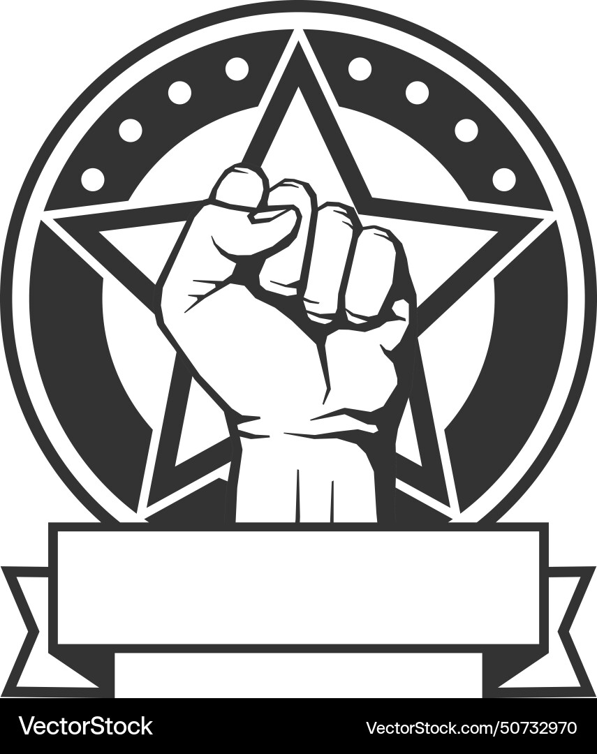 Strength symbol powerful human fist raising Vector Image