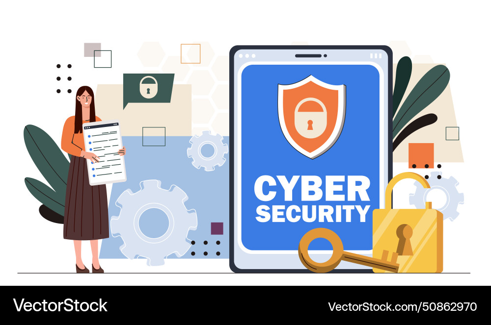 Woman with cyber security Royalty Free Vector Image