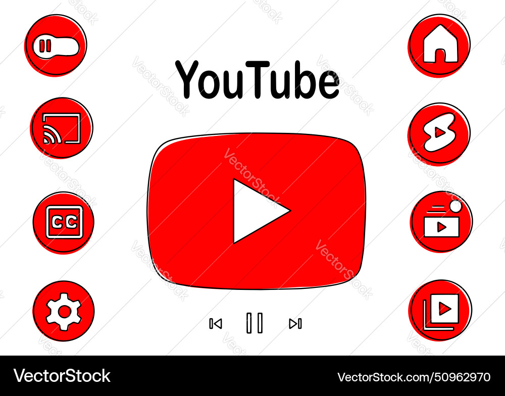 Youtube social networks color Royalty Free Vector Image