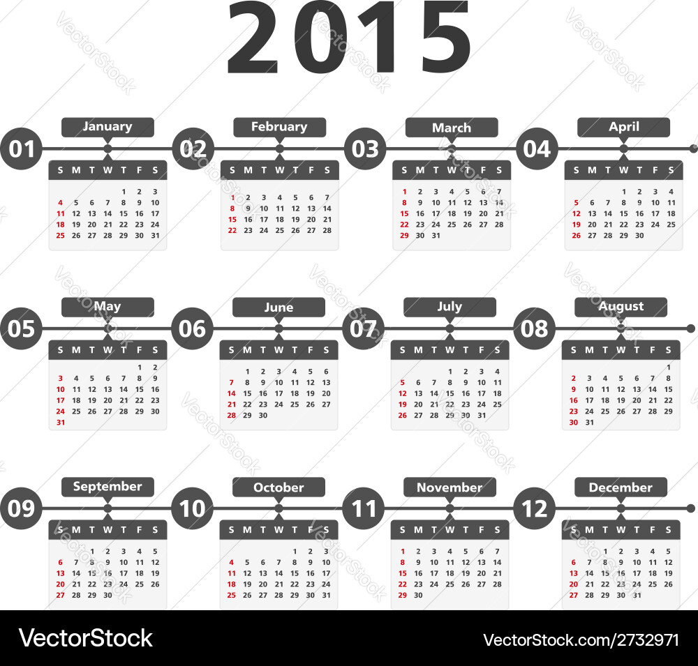 2015 calendar Royalty Free Vector Image - VectorStock