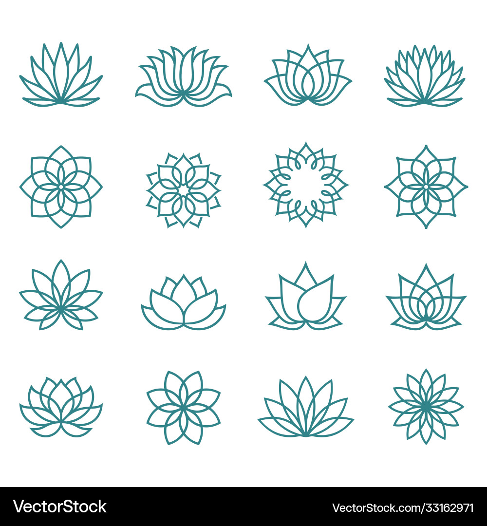 Abstract lotus flower icons Royalty Free Vector Image