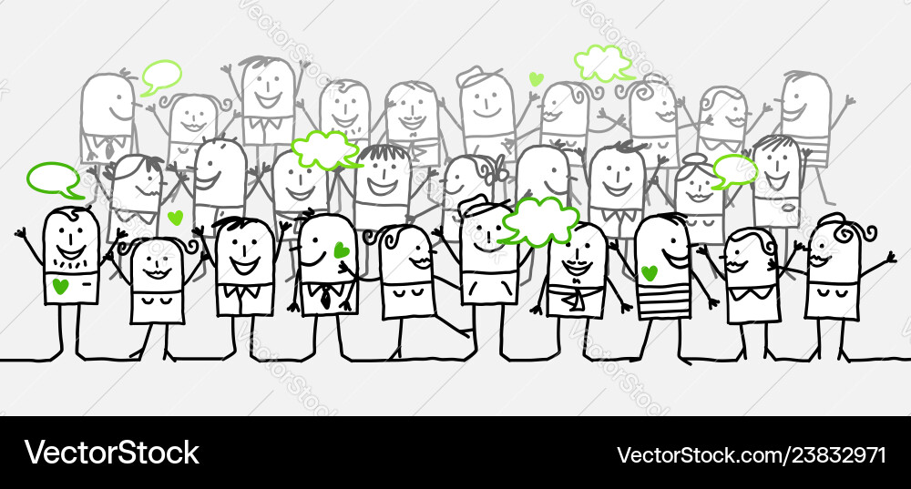 Cartoon happy people crowd Royalty Free Vector Image