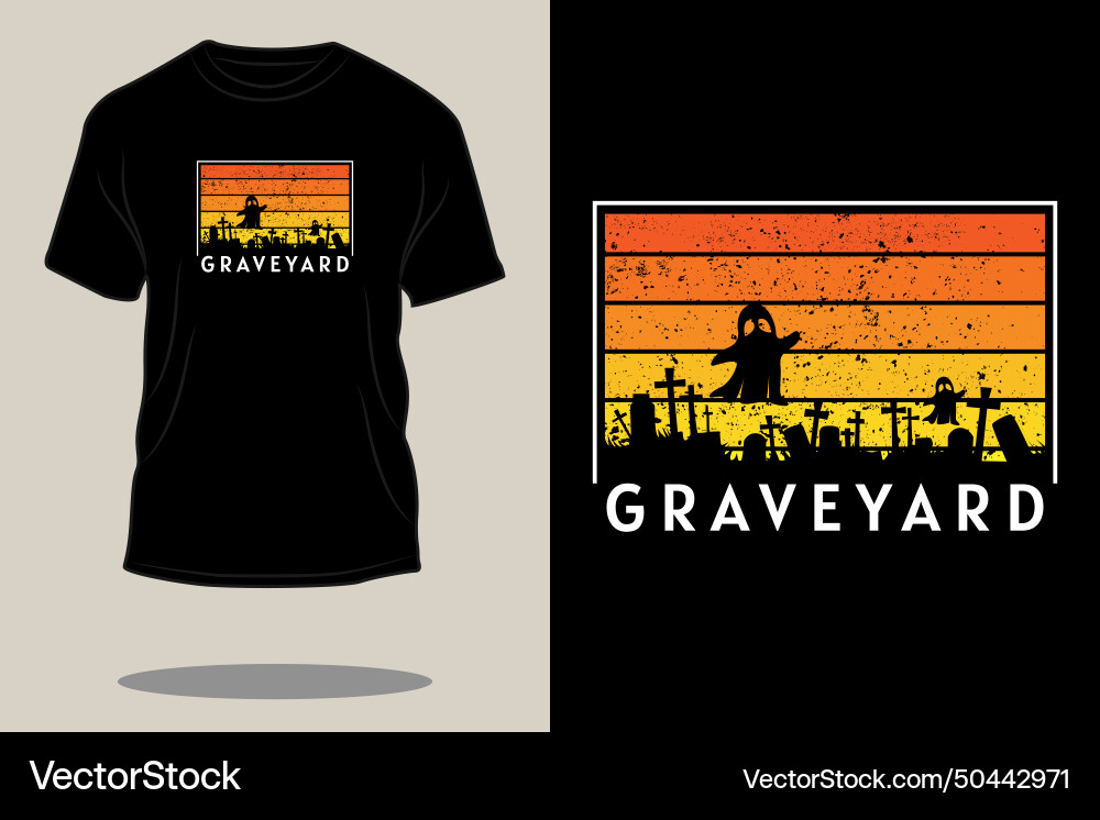Graveyard retro t shirt design Royalty Free Vector Image