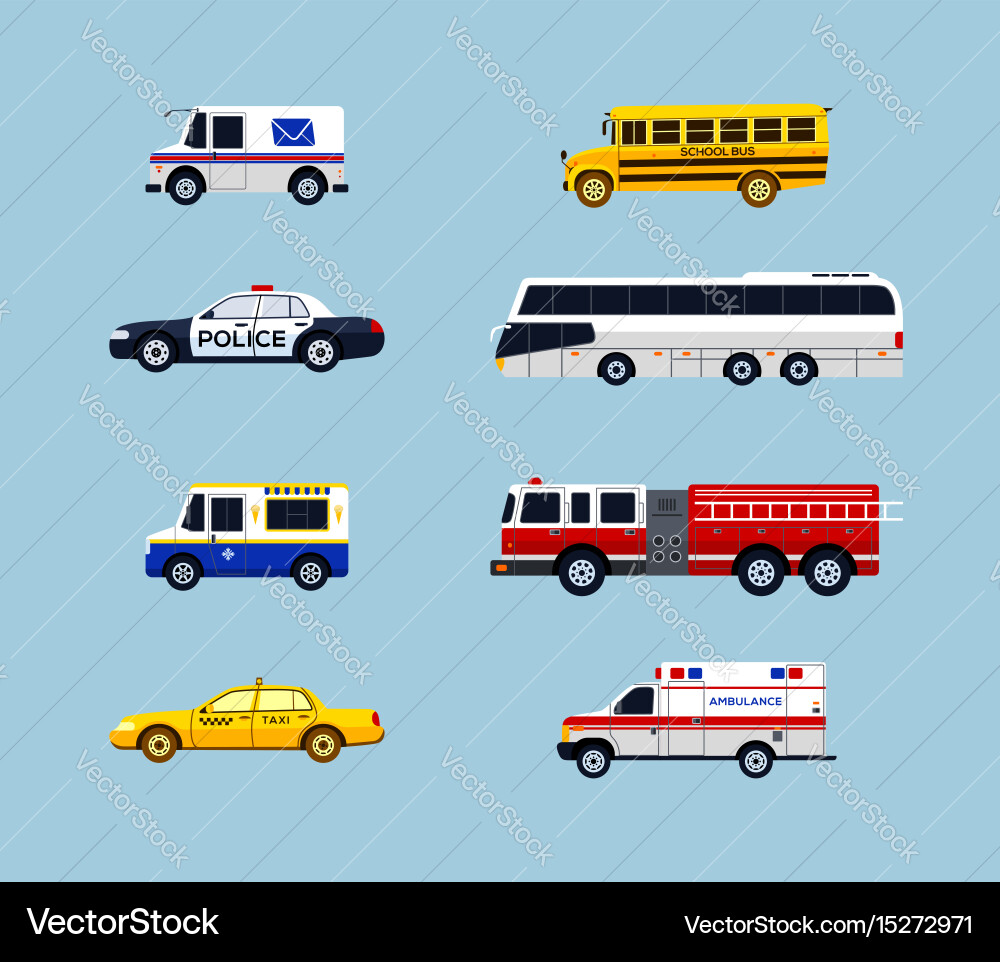 Modern Vehicle Icons - Transport Collection Vector Image