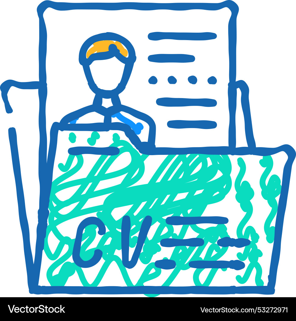 Personal profile cv icon doodle Royalty Free Vector Image