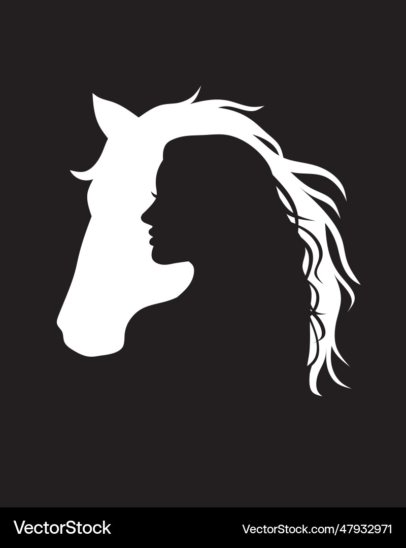 Silhouette Pferd und Frau Logo Lizenzfreies Vektorbild