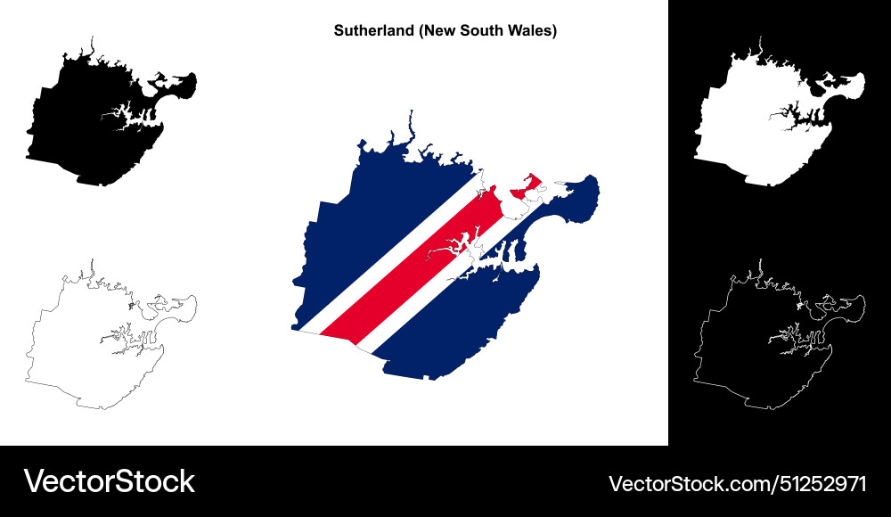 Sutherland outline map Royalty Free Vector Image