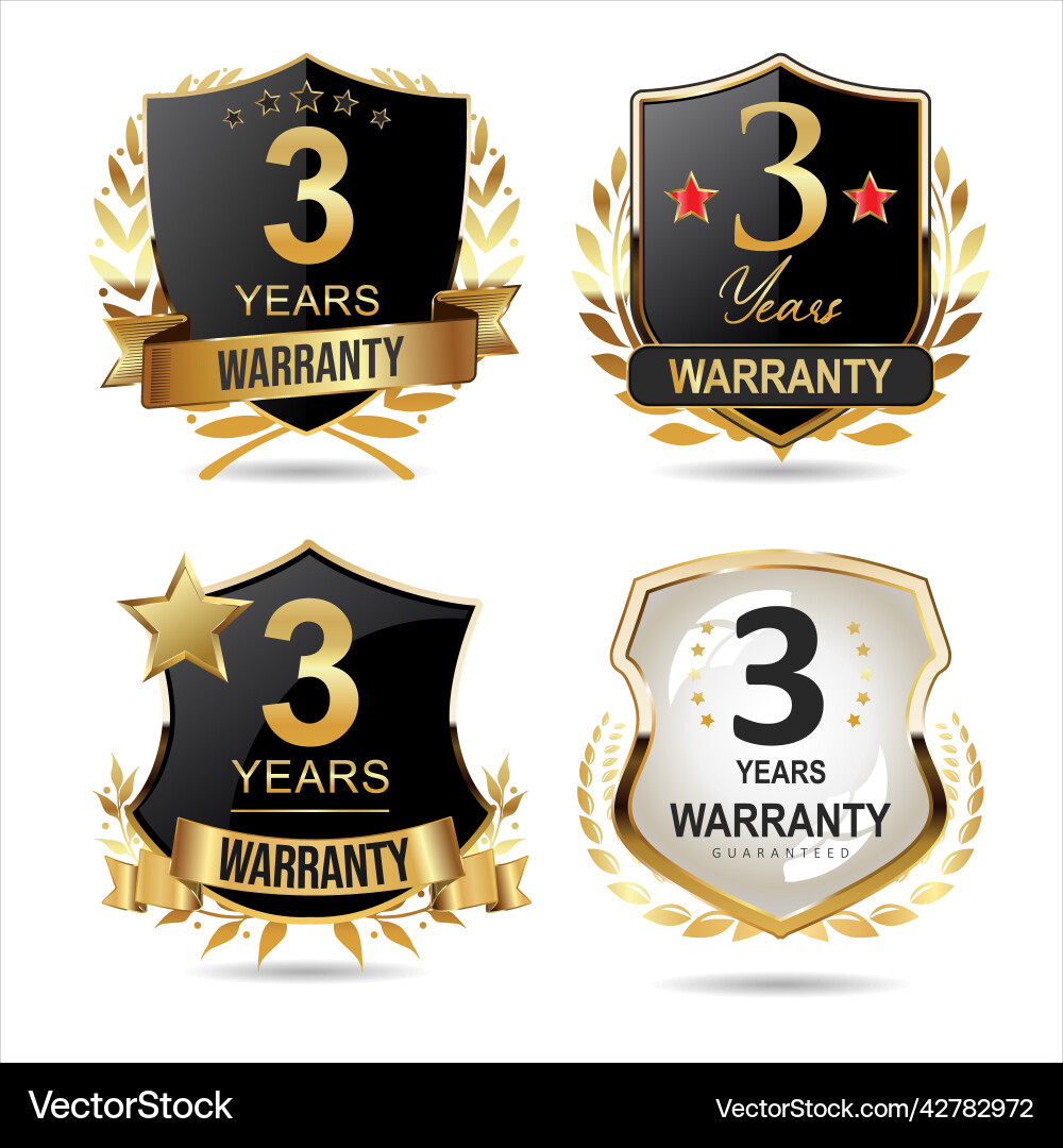 3 Years Warranty Gold Guarantee Royalty Free Vector Image