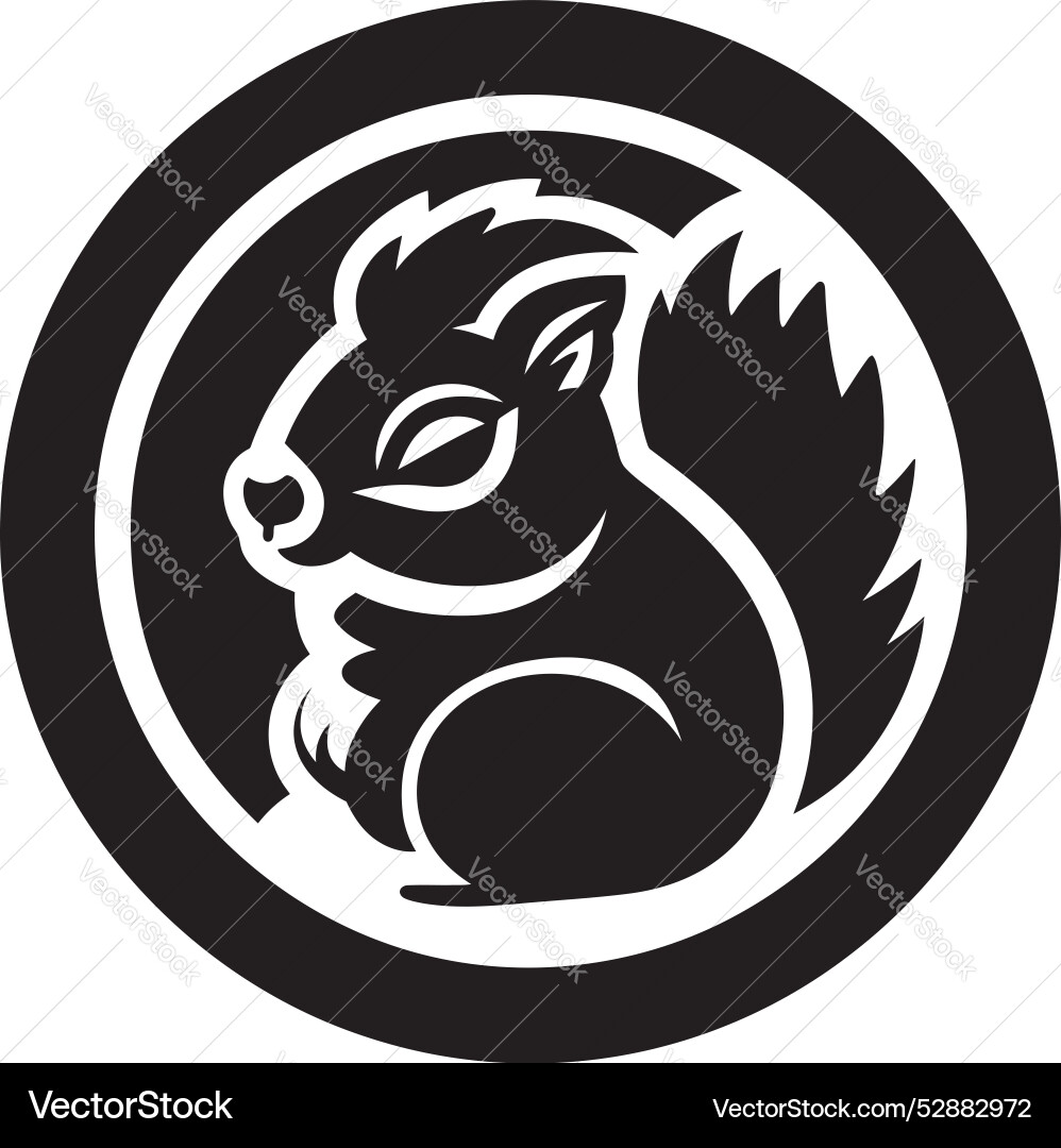 Bold black squirrel logo icon sleek Royalty Free Vector