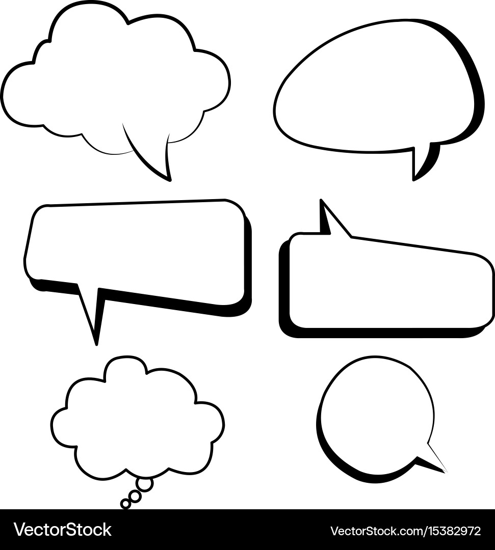 Bubbles text boxes comic set with isolated white Vector Image