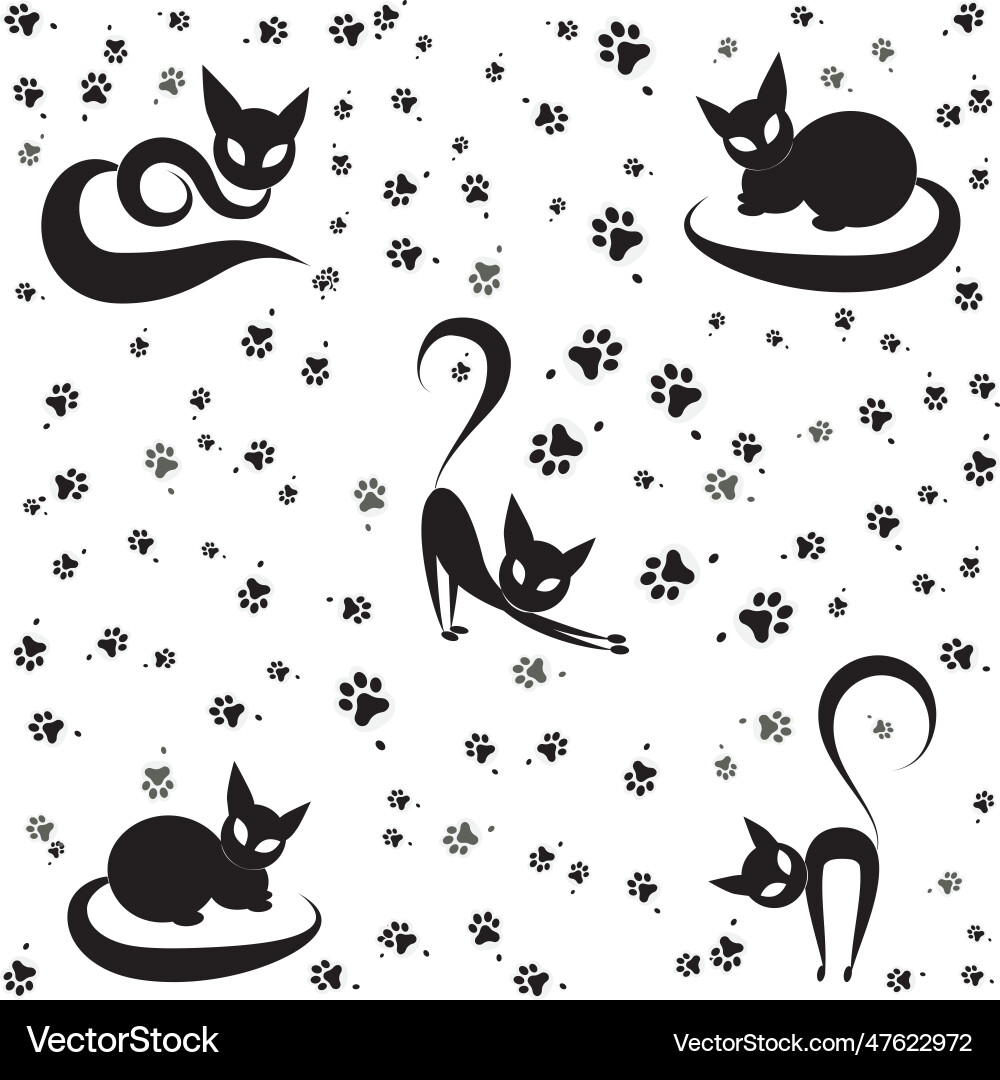 Cat Paw Pattern - Seamless Royalty Free Vector Image