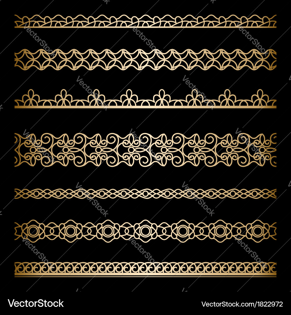 Gold borders set Royalty Free Vector Image - VectorStock