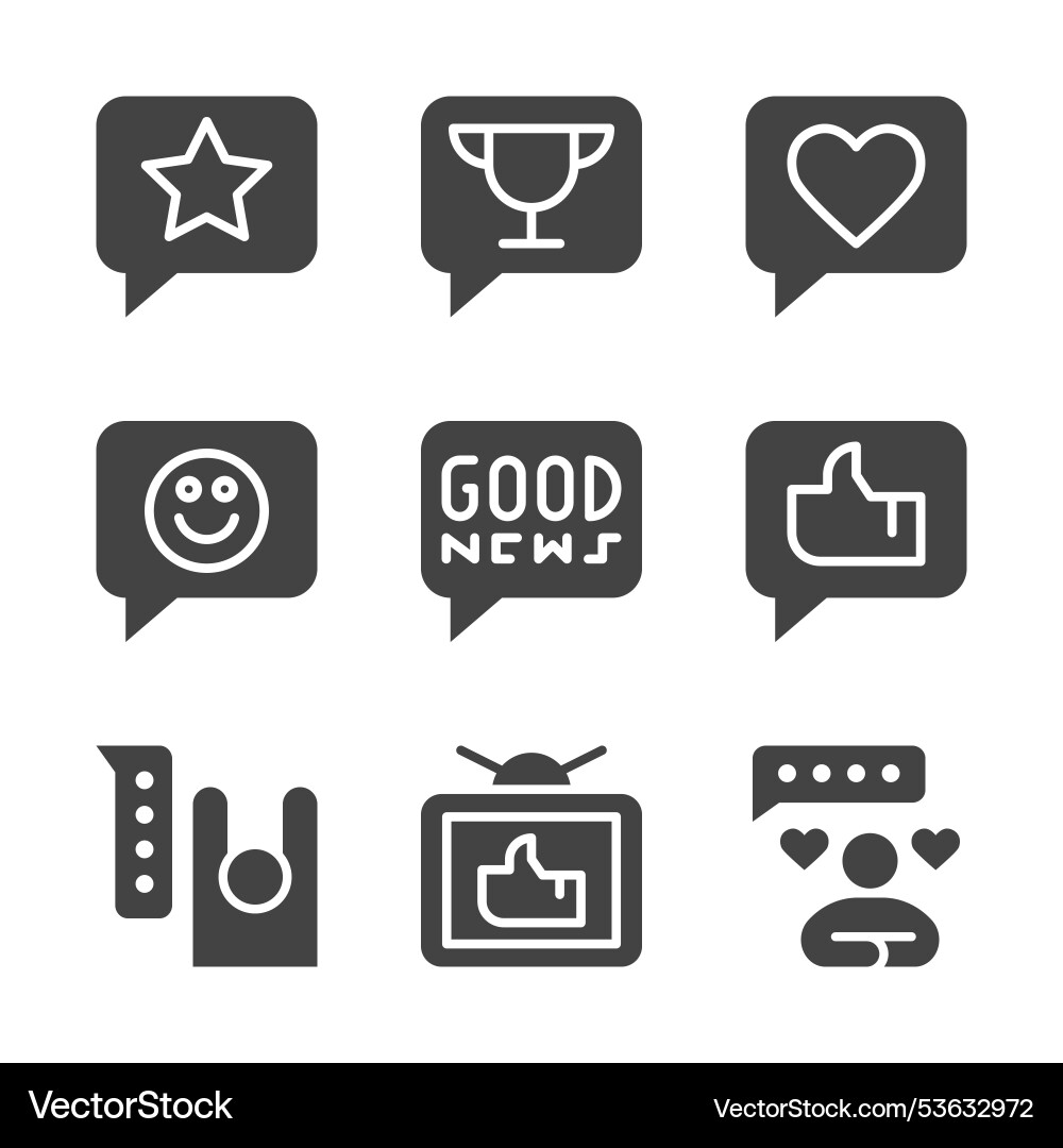 Good news solid icon set Royalty Free Vector Image