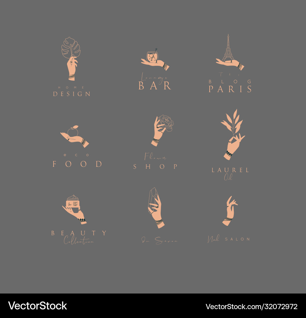 Hand labels lettering gray Royalty Free Vector Image
