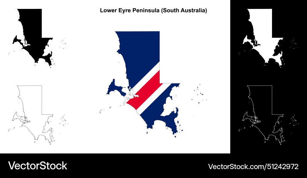 Lower eyre peninsula outline map Royalty Free Vector Image