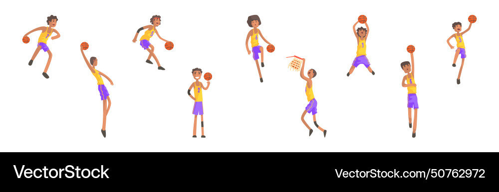 Man basketball player character with ball Vector Image