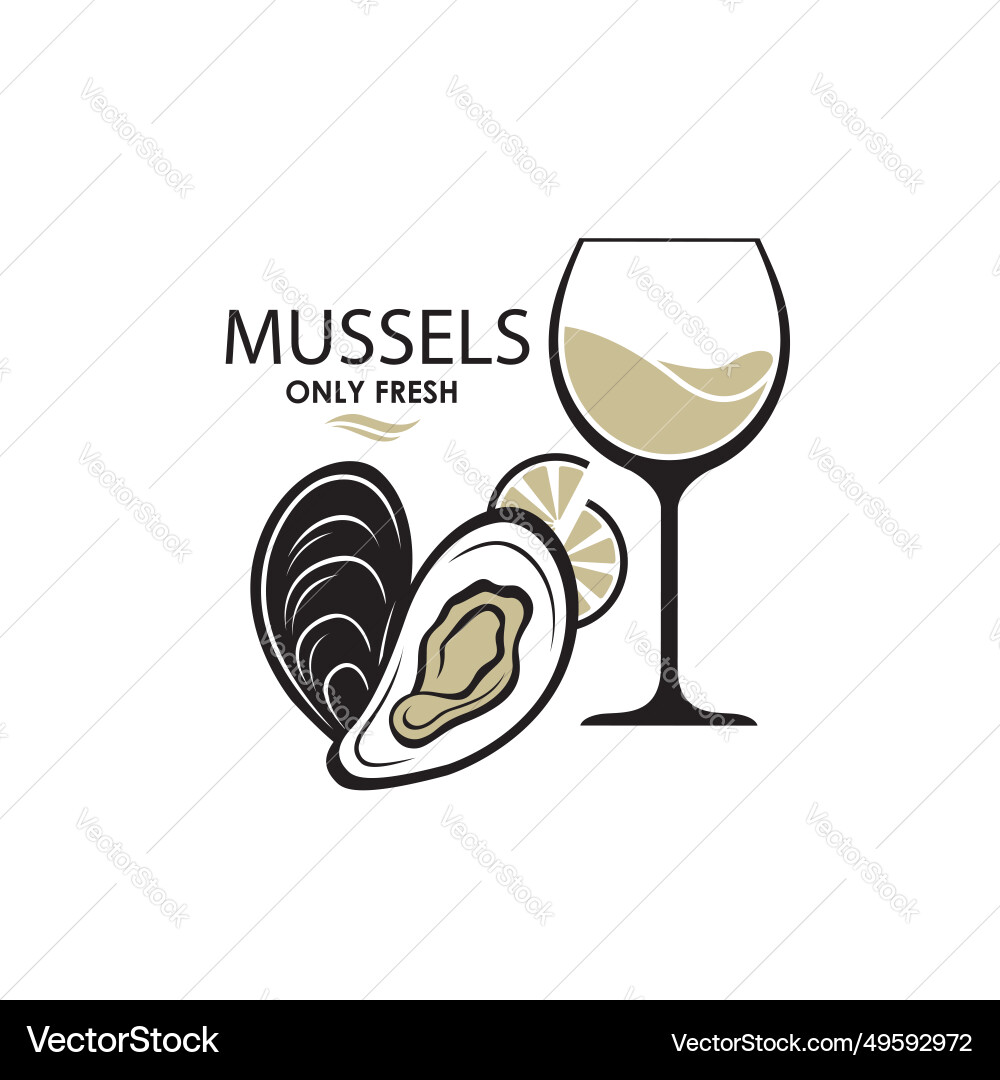 Mussel shell label Royalty Free Vector Image - VectorStock