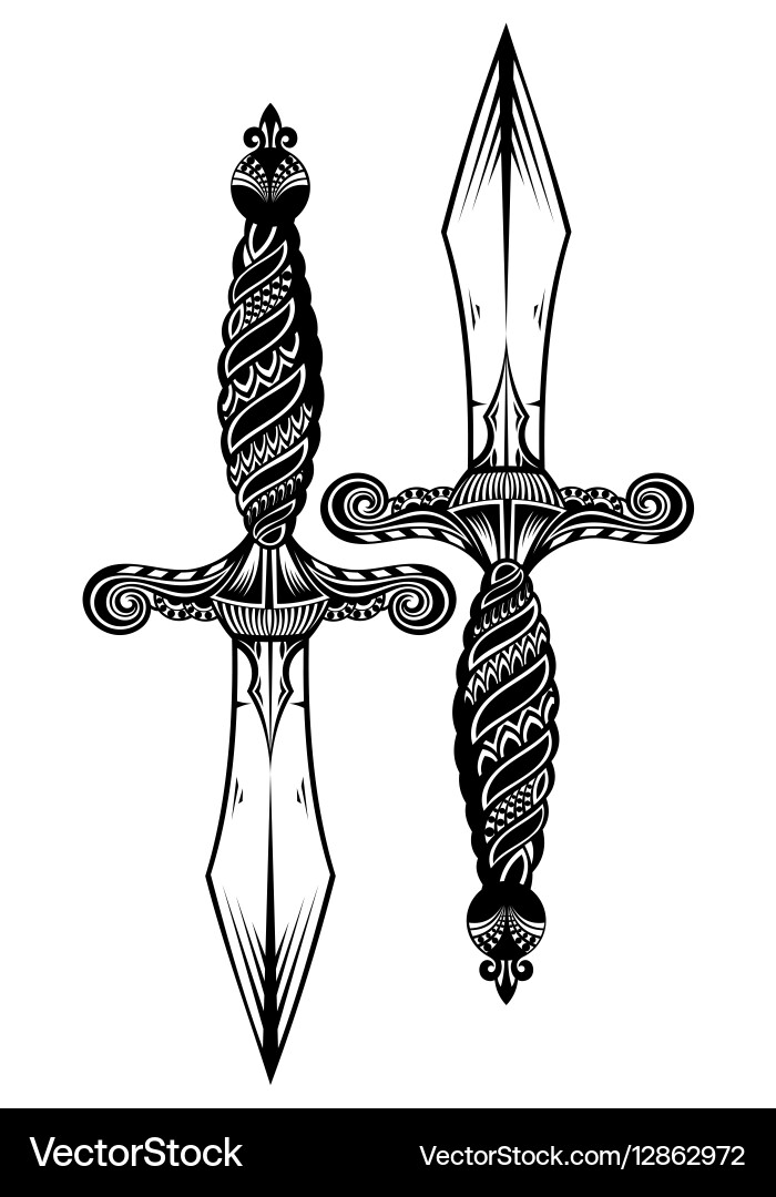 Ornate Medieval Swords Royalty Free Vector Image