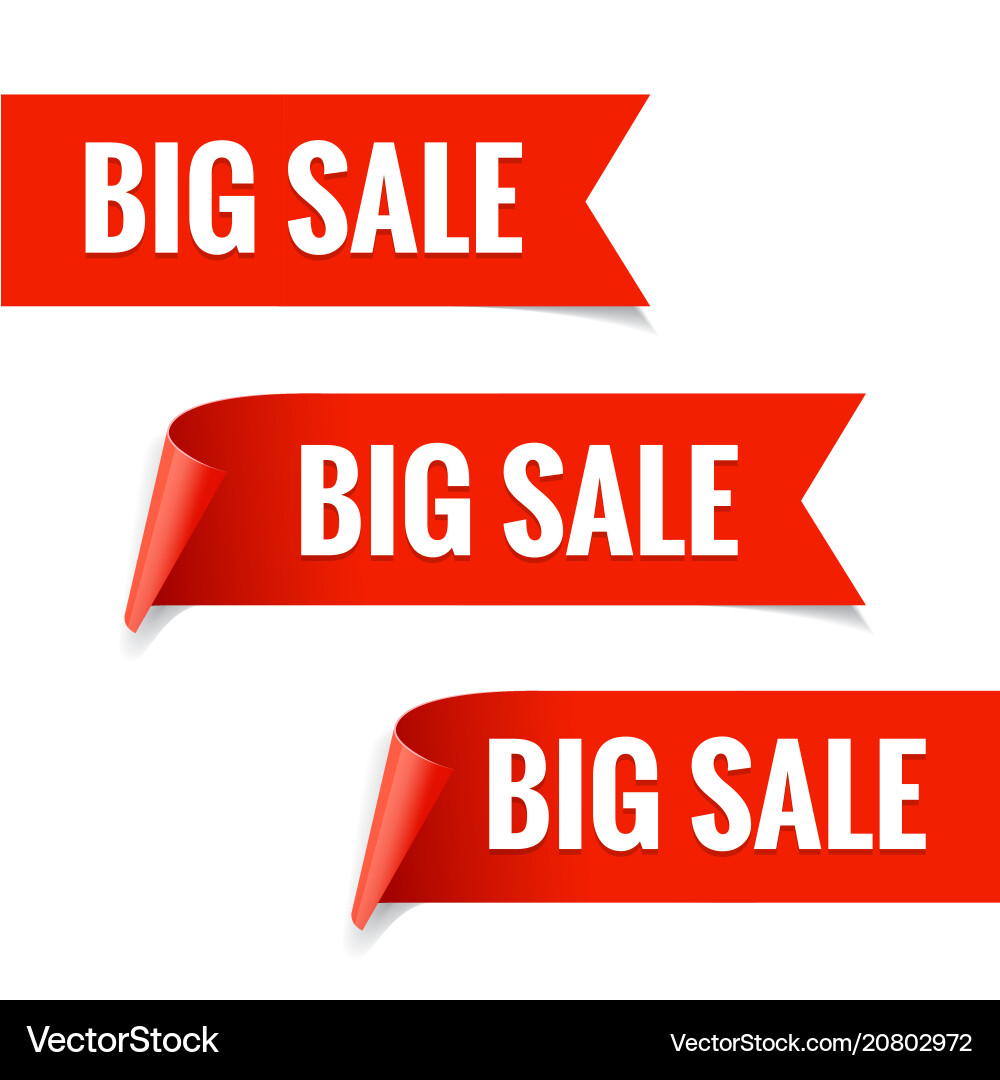 Realistic Red Sale Ribbon Banner Royalty Free Vector Image