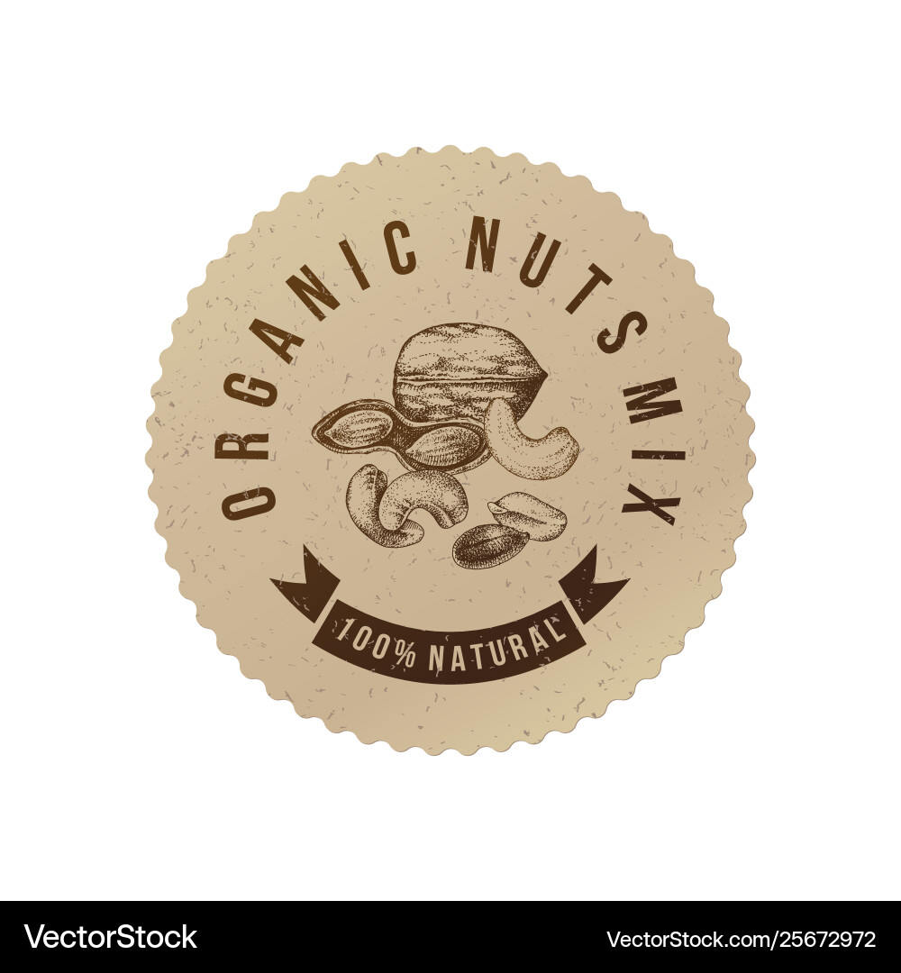 Round label with type design and hand drawn Vector Image