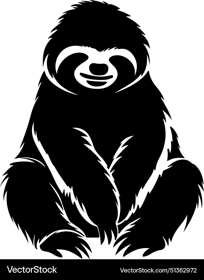 Sloth silhouette white background Royalty Free Vector Image