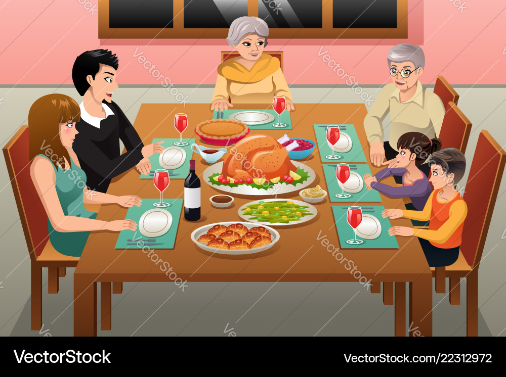 Thanksgiving family dinner Royalty Free Vector Image