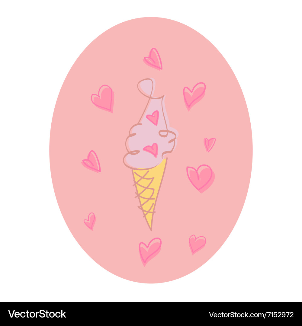 Valentine day love ice cream doodle Royalty Free Vector