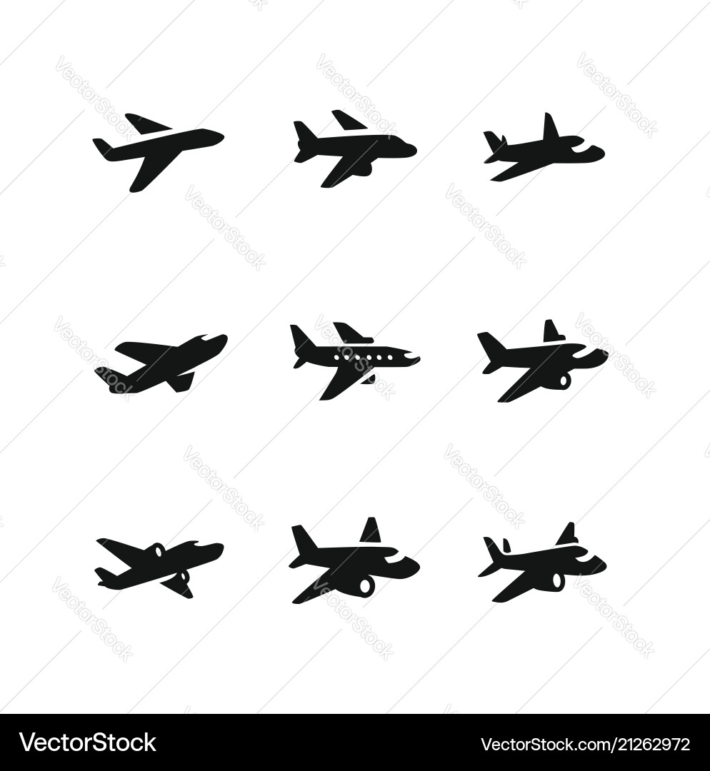 Various planes in black Royalty Free Vector Image