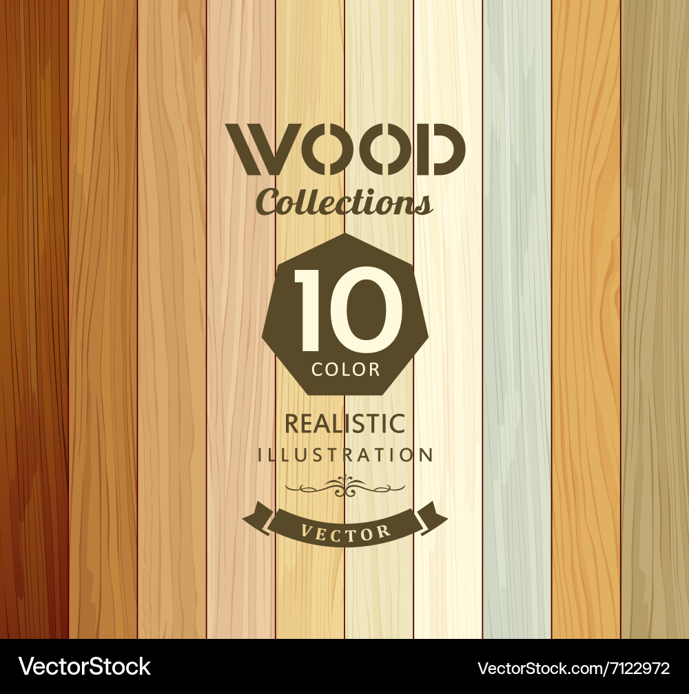 Wood collections colored ten realistic texture Vector Image