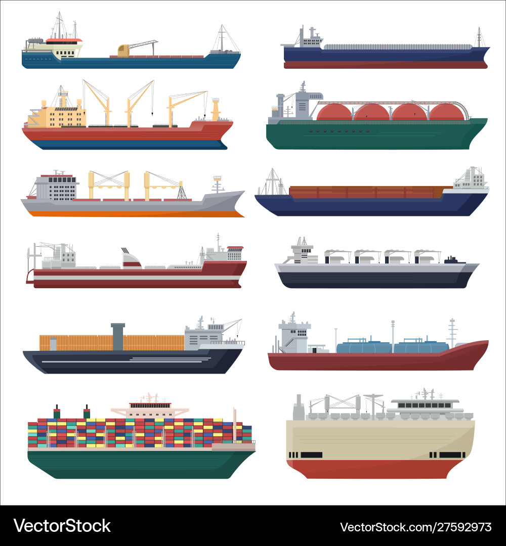 Cargo ship shipping transportation export Vector Image