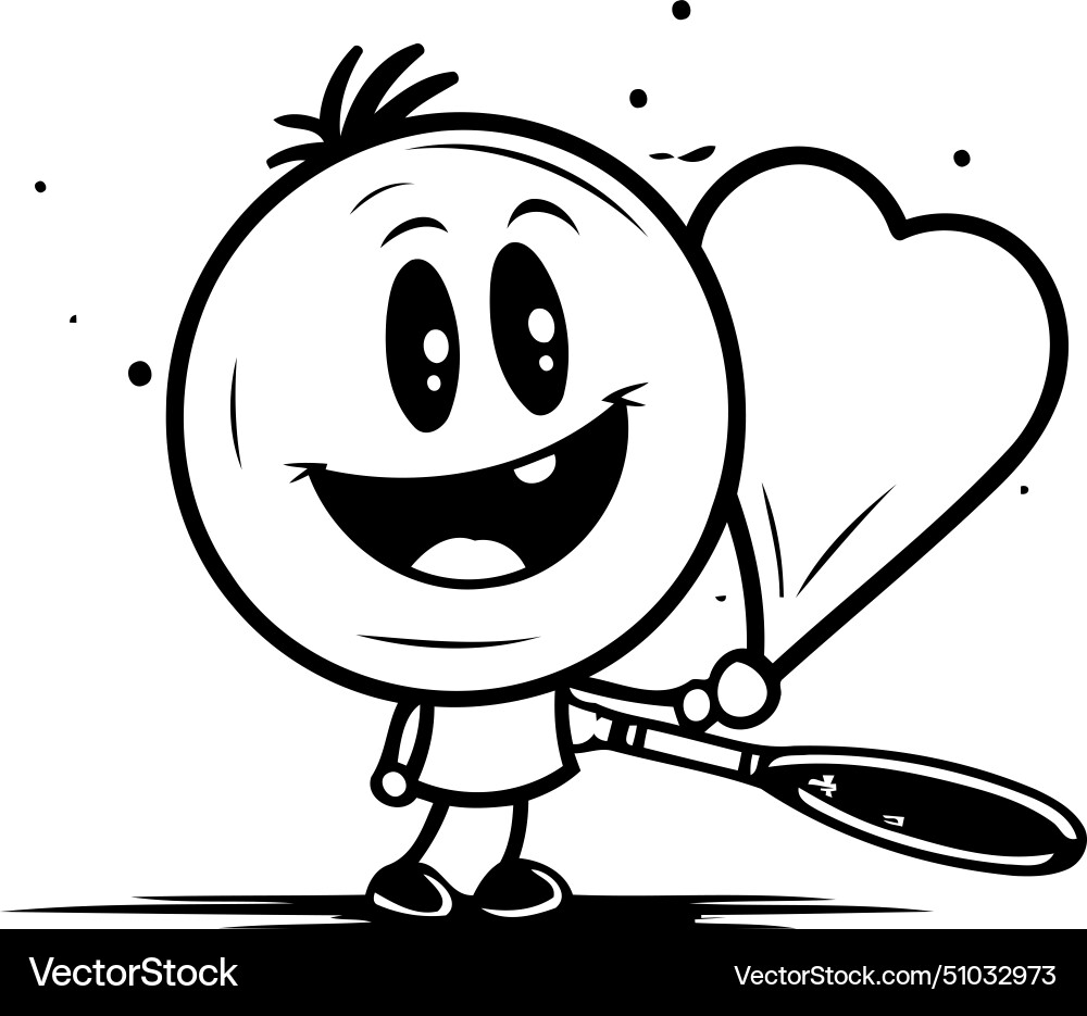 Cartoon character man with tennis racket Vector Image